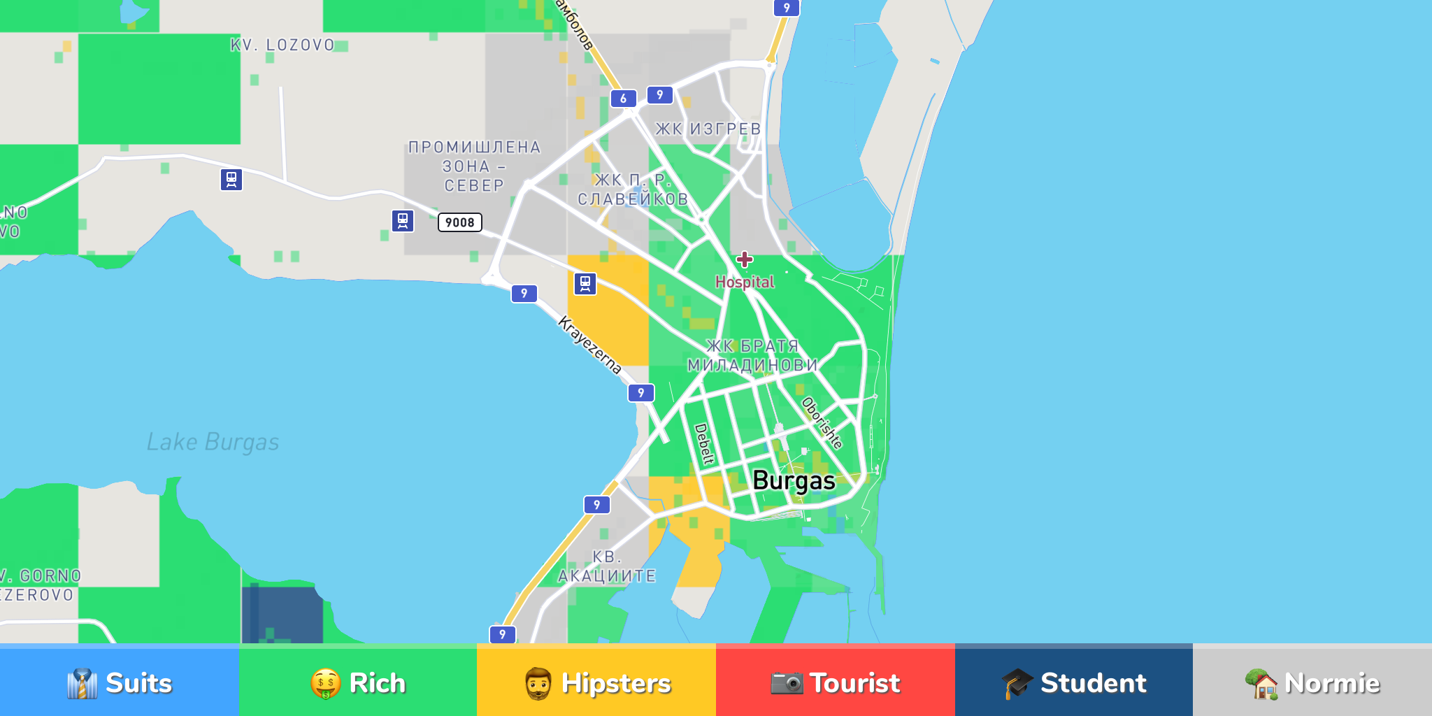 Burgas Neighborhood Map