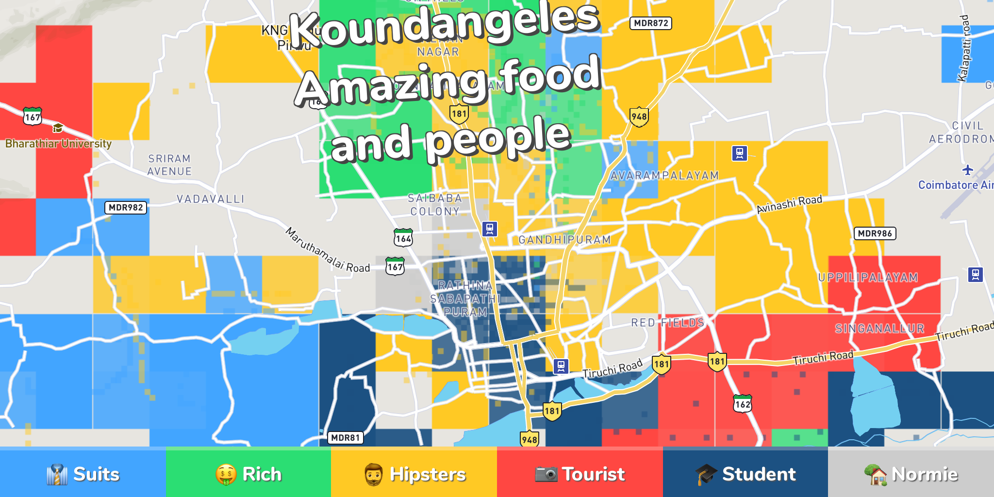 Coimbatore Neighborhood Map