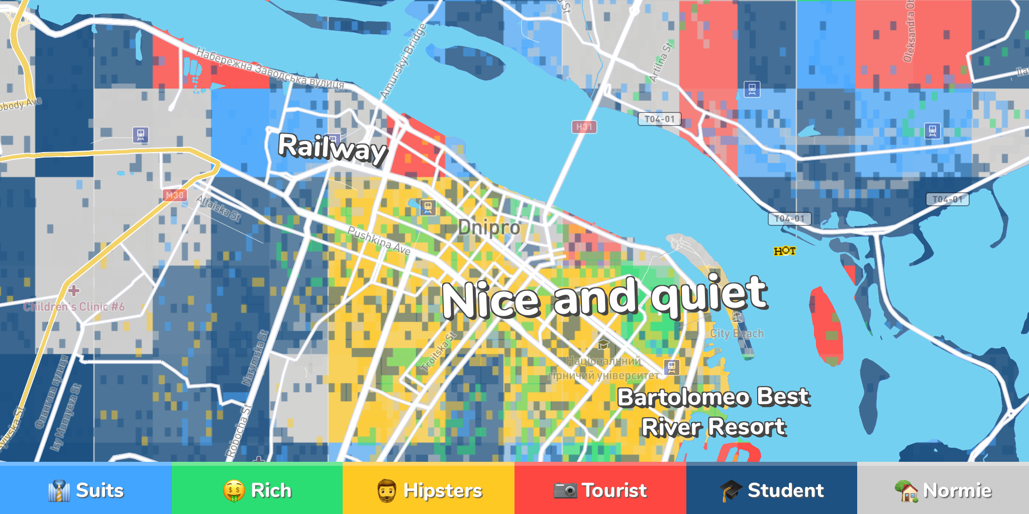 Dnipro Neighborhood Map