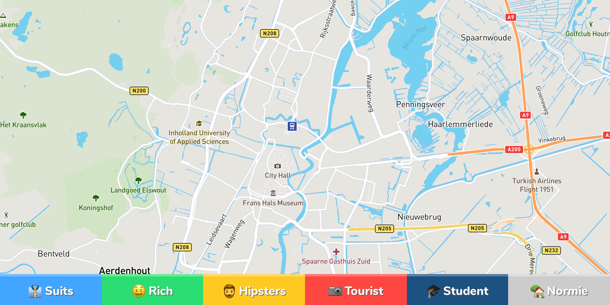 Kaart Nederland Haarlem - Vogels