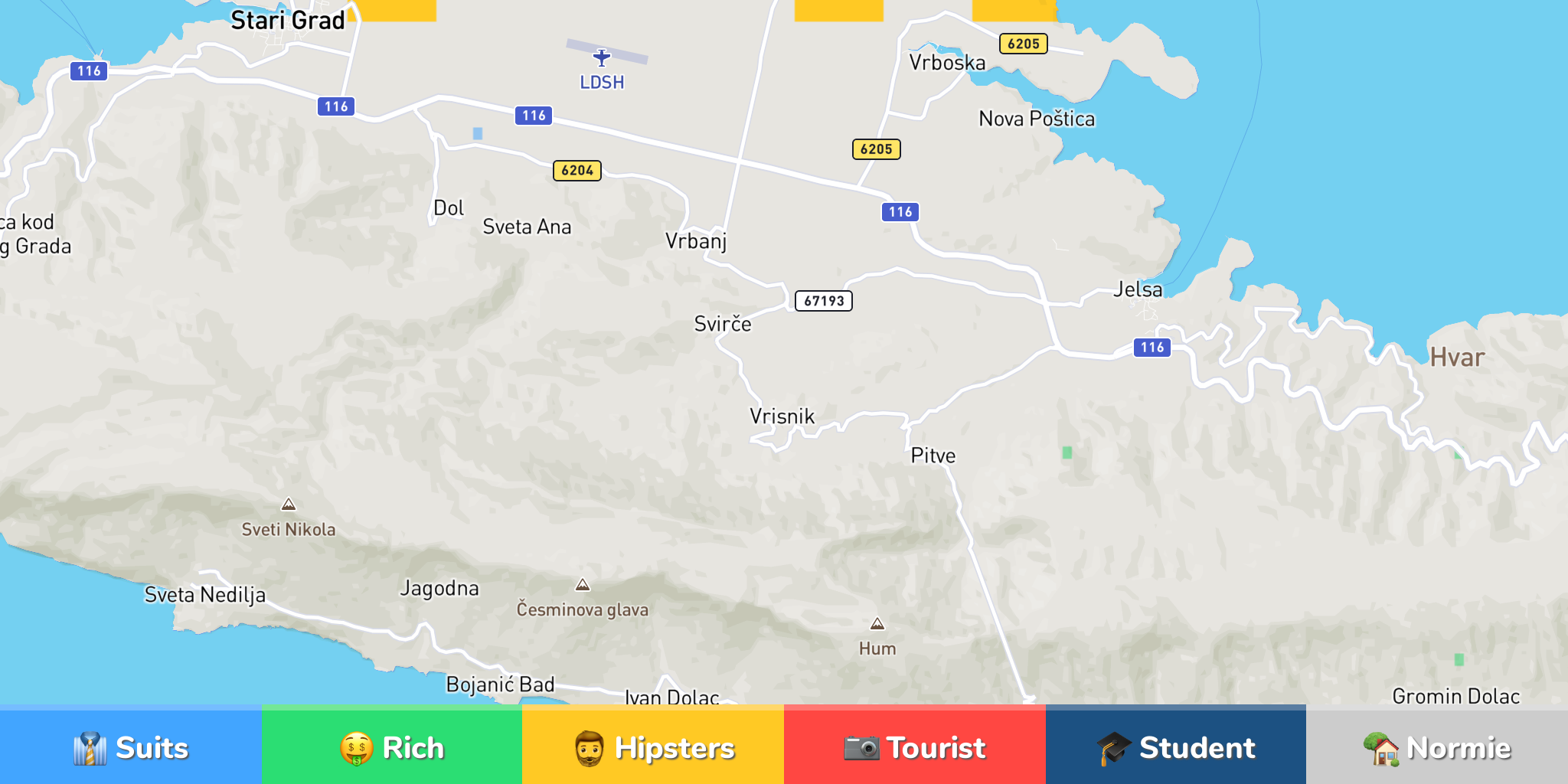 Hvar Neighborhood Map