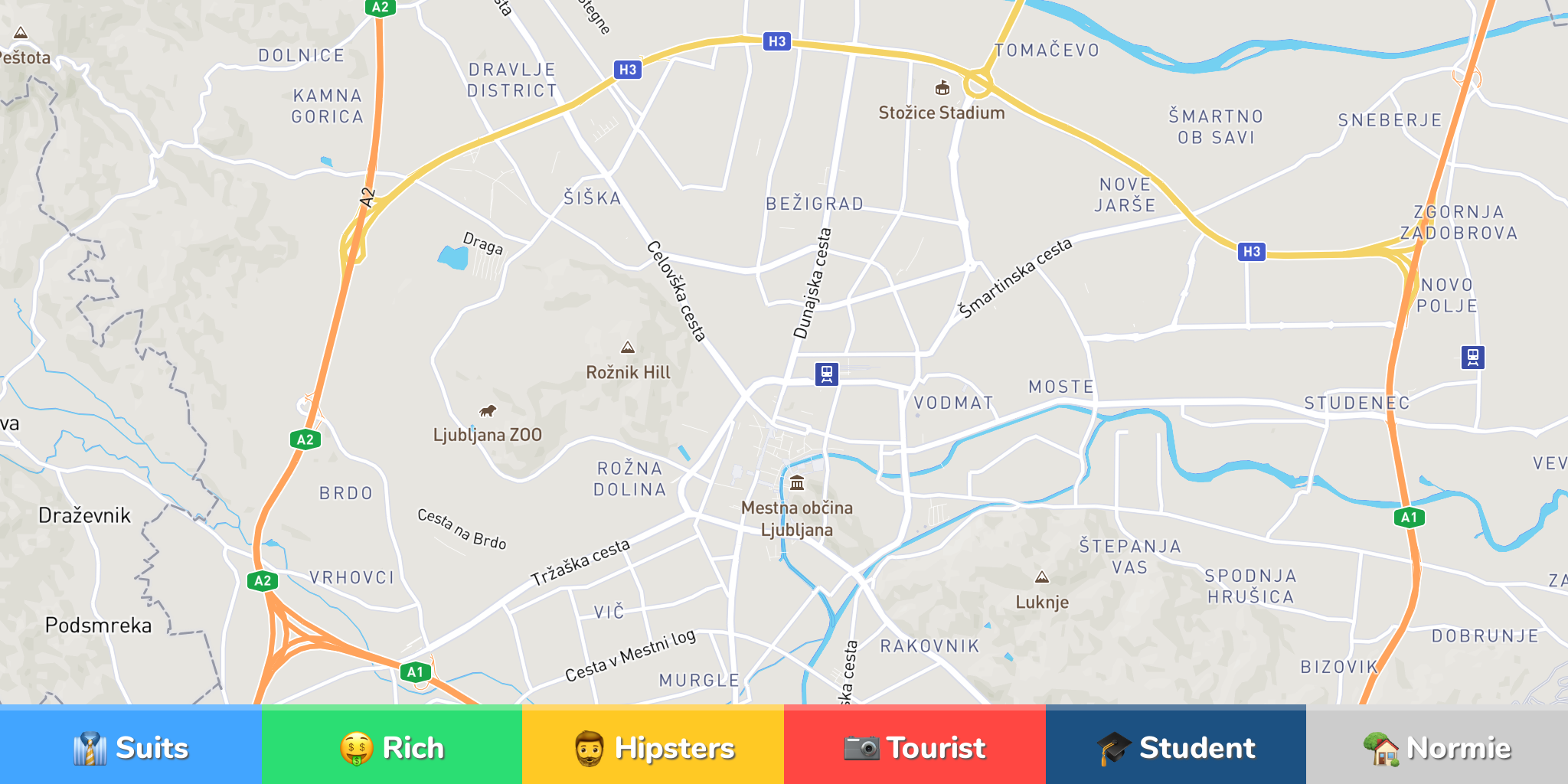 Ljubljana Neighborhood Map