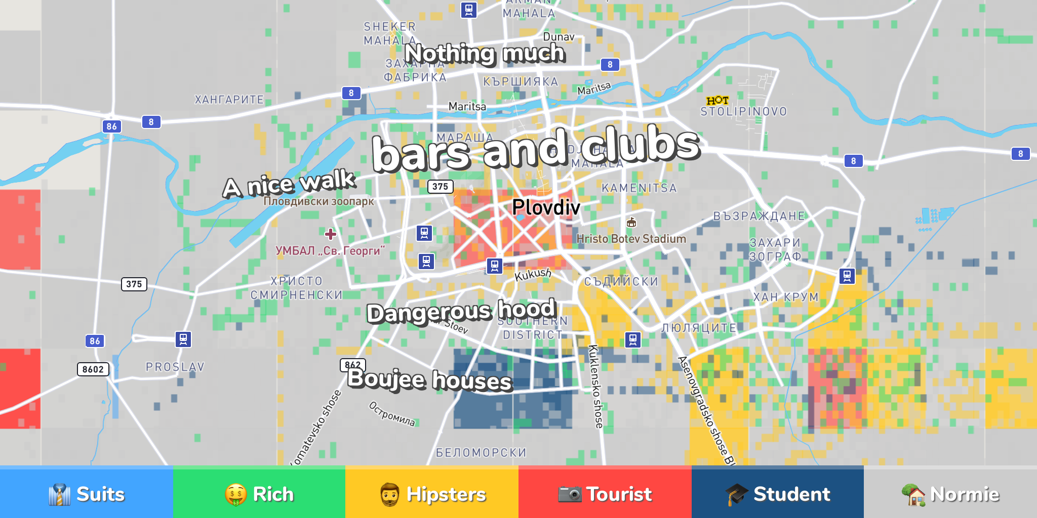 Plovdiv Neighborhood Map