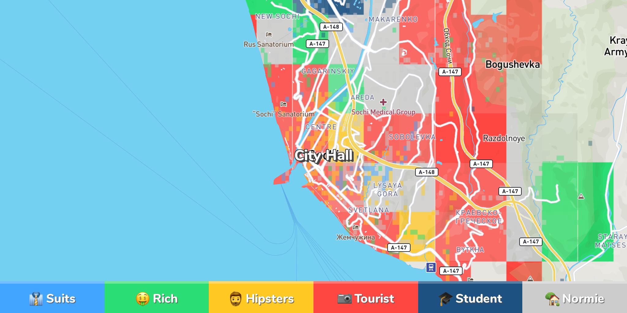 Sochi Neighborhood Map
