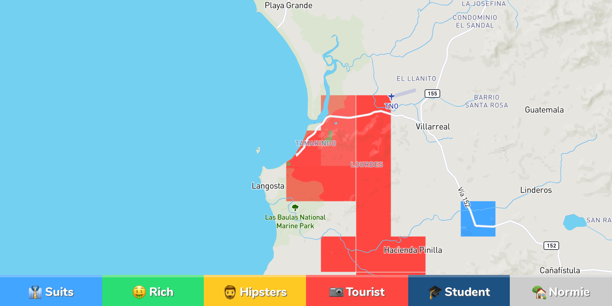 Tamarindo Neighborhood Map