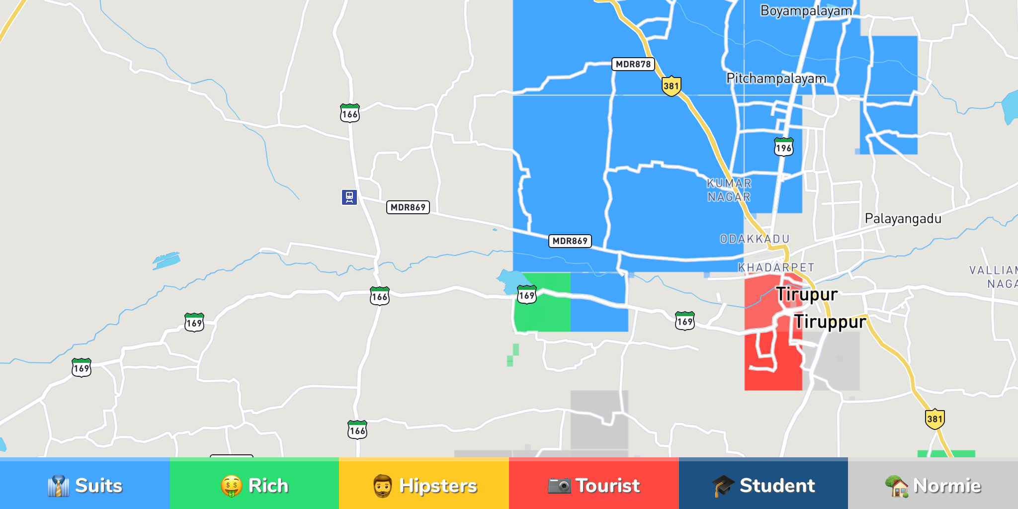 Tirupur Neighborhood Map