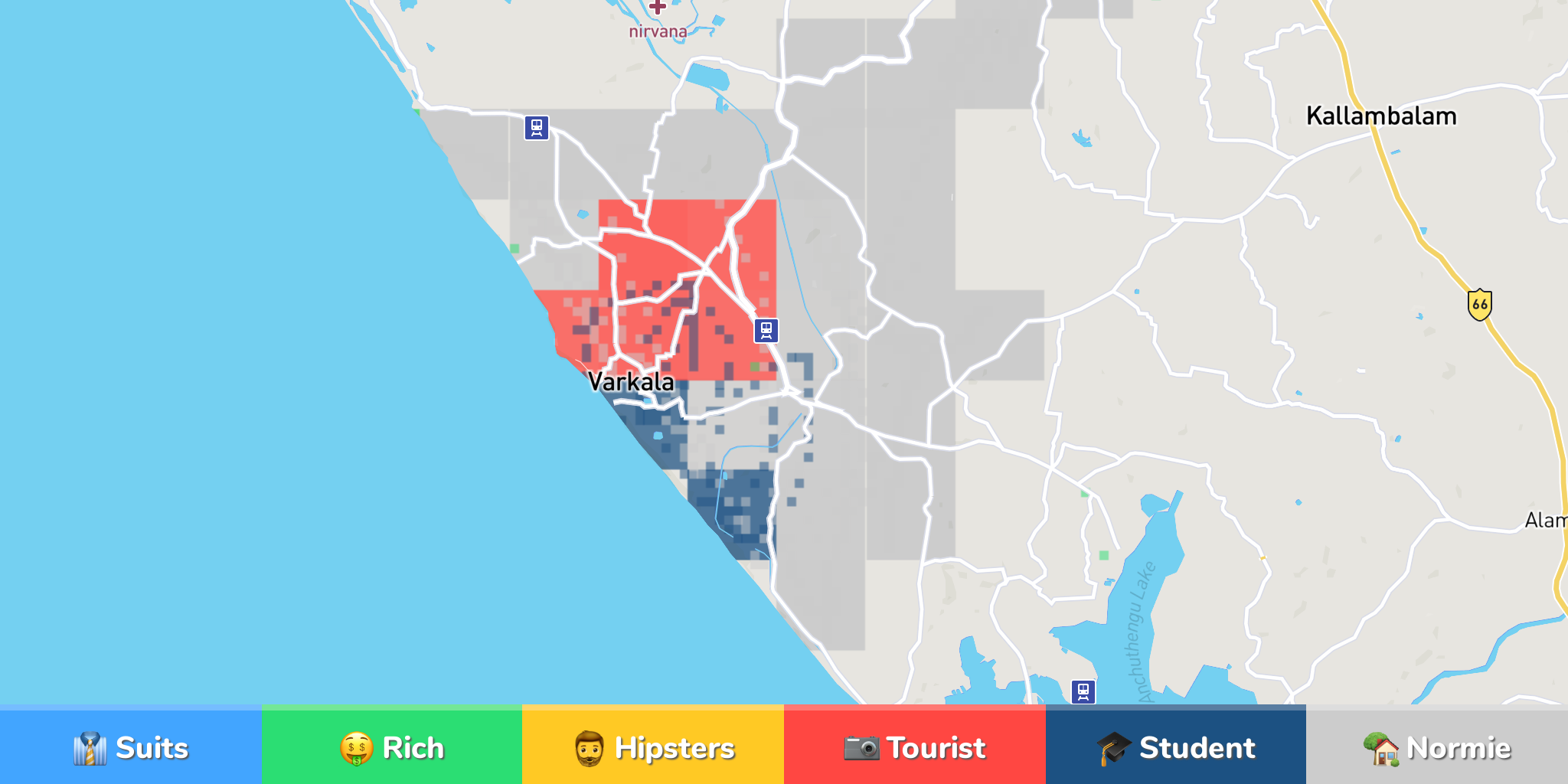 Varkala Neighborhood Map