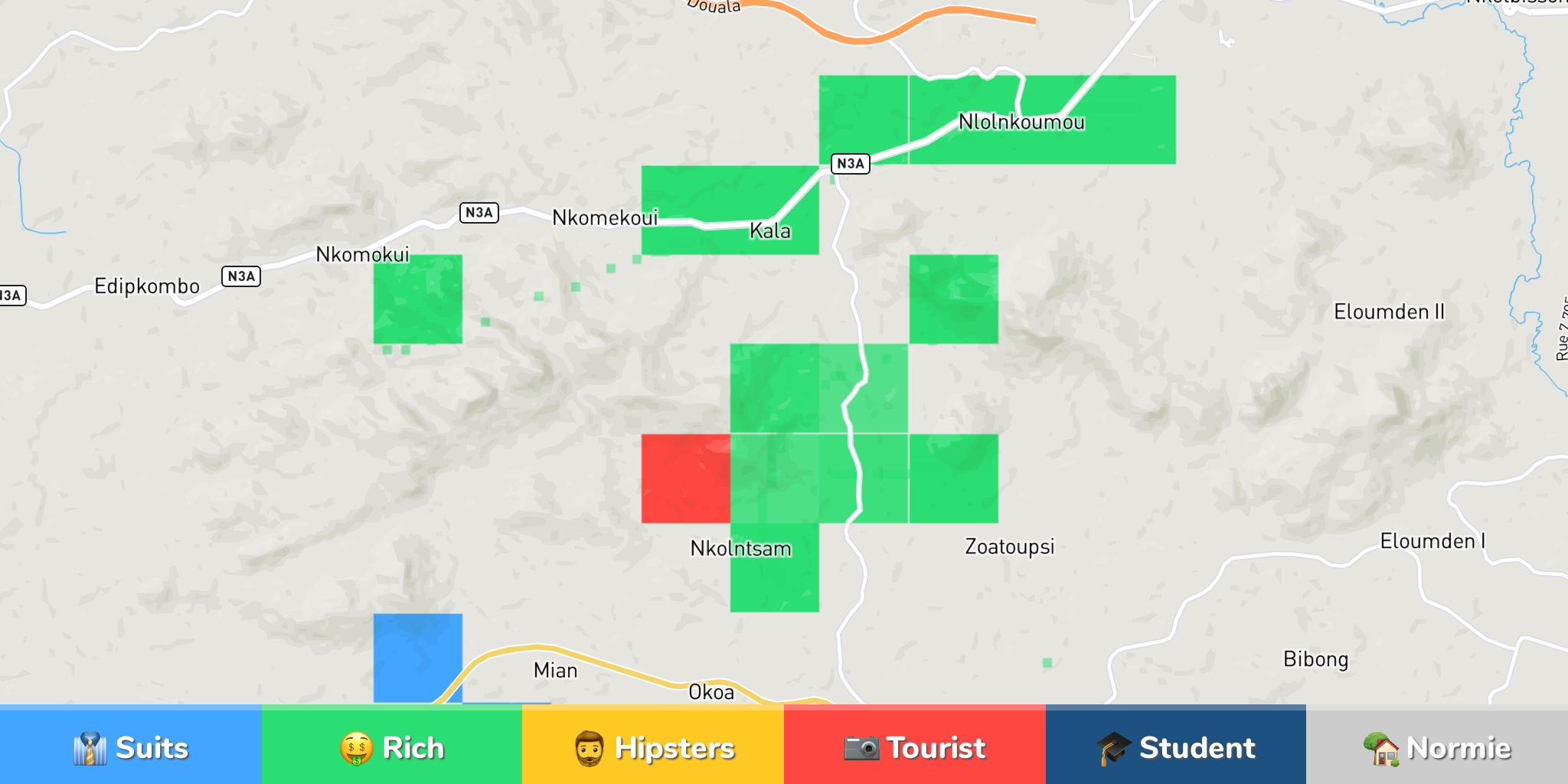 Yaounde Neighborhood Map