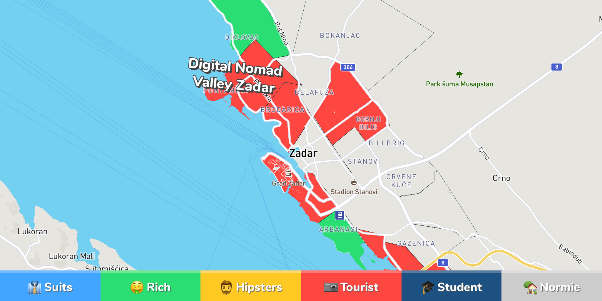 Zadar Neighborhood Map